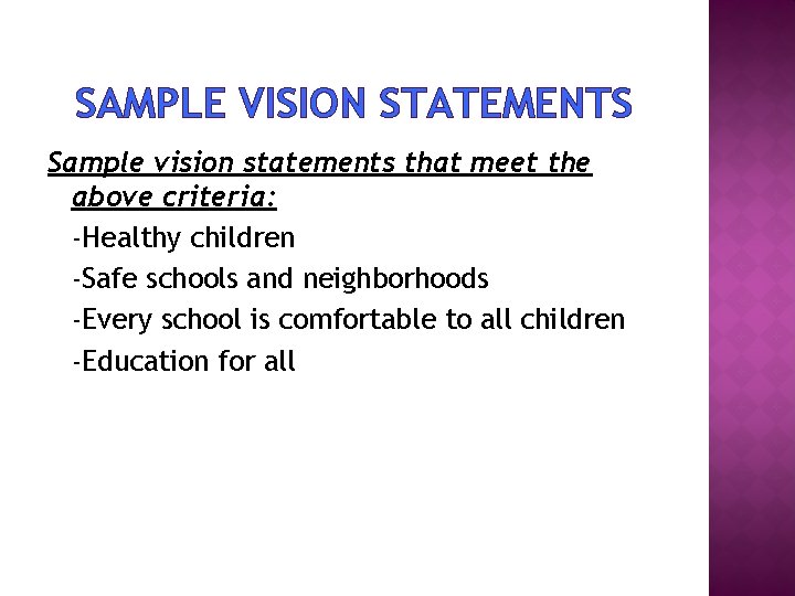 Strategic Planning Vision Mission Values VISION MISSION AND