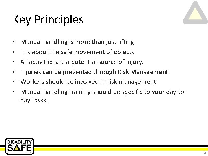 Manual Handling Training ADEs 1 Key Principles Manual