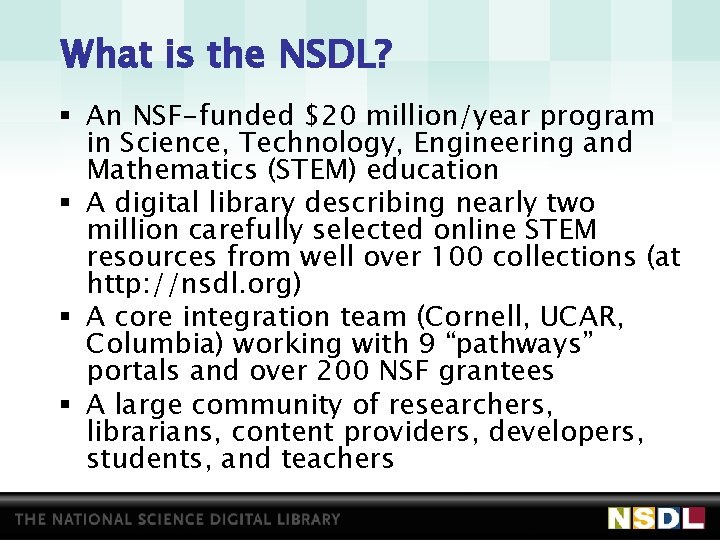 NSDL 2 0 Creating a collaborative digital library