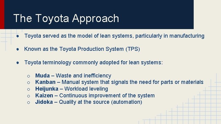 Just In Time JIT Lean Operations Presented by