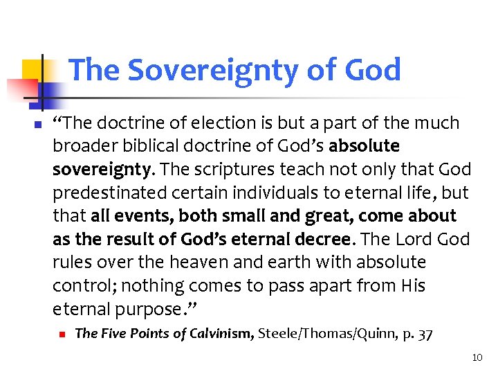 The TULIP Doctrine The Sovereignty of God 1
