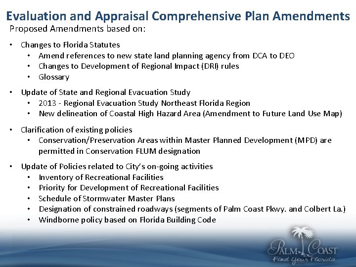 Evaluation and Appraisal Comprehensive Plan Amendments City Council