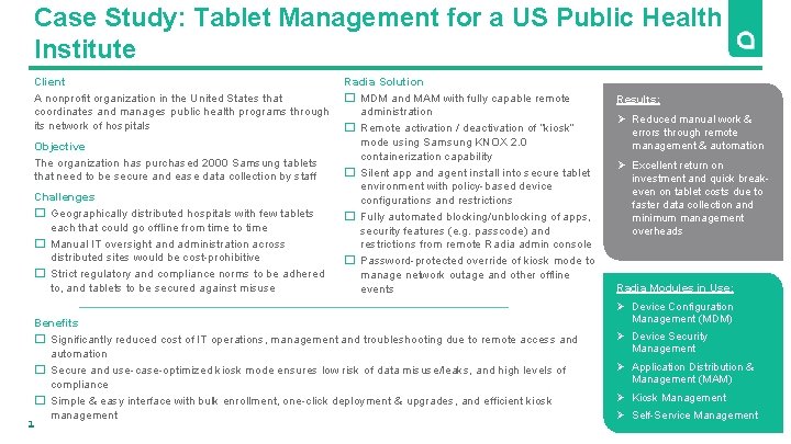 Case Study Tablet Management for a US Public