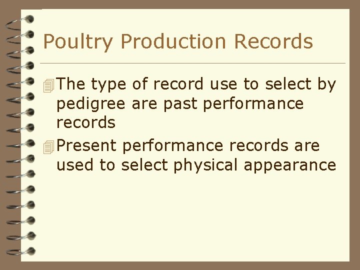 Livestock and Poultry Evaluation Animal Science II Performance