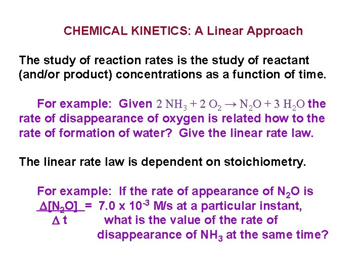RATES OF REACTION GOALS CHEMICAL KINETICS 1 STUDY