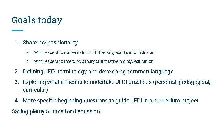 JEDI Principles For STEM teaching and curriculum development