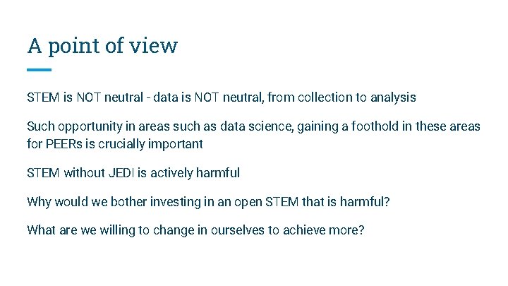 JEDI Principles For STEM teaching and curriculum development