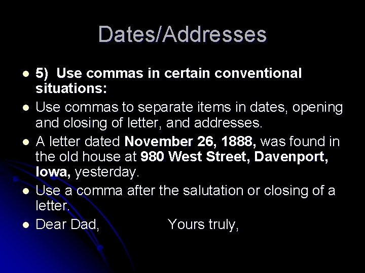 Commas and Runon Sentences Items in a series