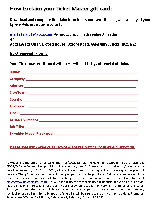 How to claim your Ticket Master gift card