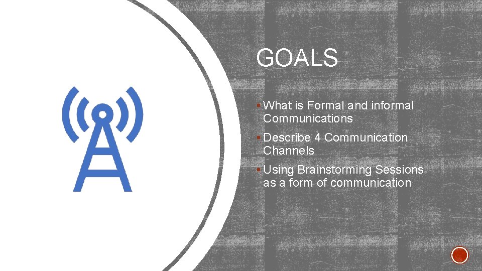 GOALS What is Formal and informal Communications Describe