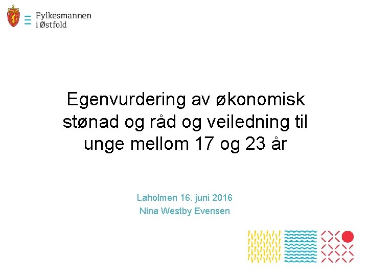 Egenvurdering av konomisk stnad og rd og veiledning
