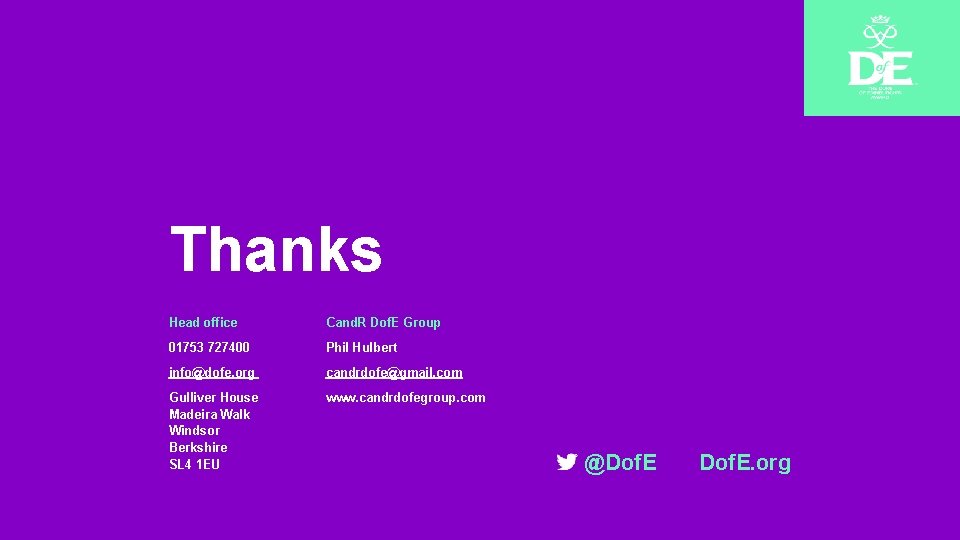 Phil Hulbert Dof E Operations Officer Dof E