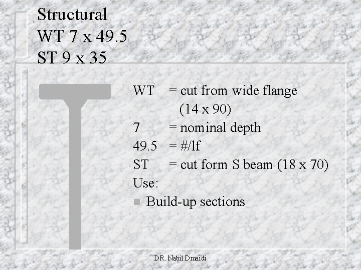 Structural Steel DR Nabil Dmaidi Type of Steel