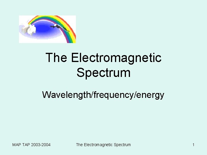 The Electromagnetic Spectrum Wavelengthfrequencyenergy MAP TAP 2003 2004