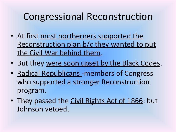 Reconstruction Chapter 4 Section 3 Presidential Reconstruction December