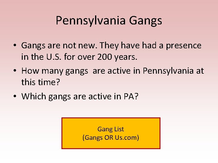 Exploring Gangs Dr Steve Broskoske Misericorida University What