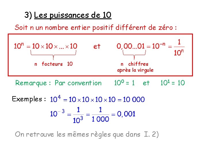 CHAPITRE 3 Calcul numrique et puissances Objectifs Effectuer