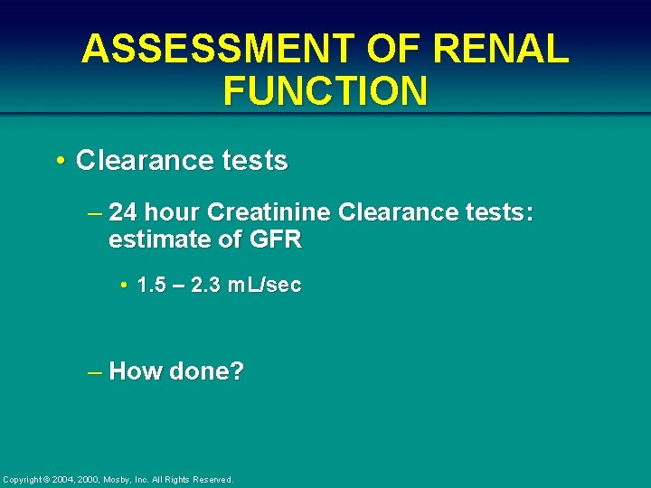 ACUTE and CHRONIC RENAL FAILURE RENAL ASSESSMENT Structure
