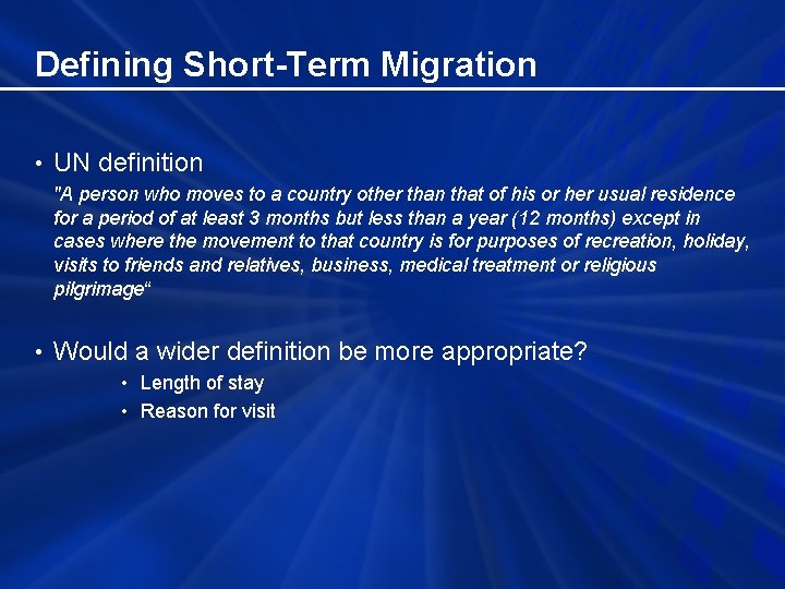 Development of Experimental Estimates of ShortTerm Migration Statistics