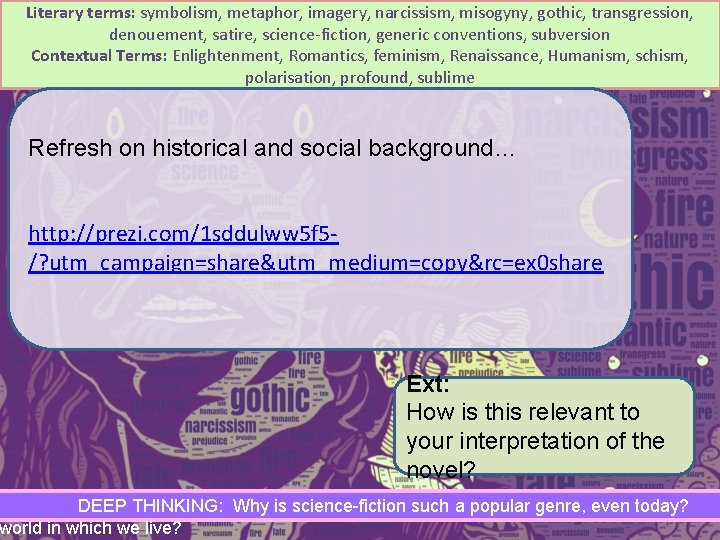 Literary terms symbolism metaphor imagery narcissism misogyny gothic