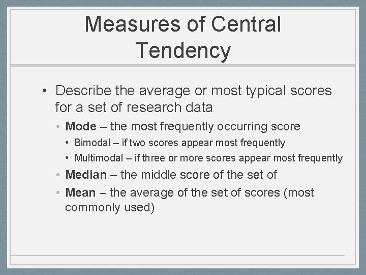 Statistical Analysis How do we make sense of