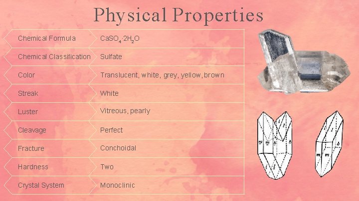 Gypsum By Kayla Gusikoff Physical Properties Chemical Formula