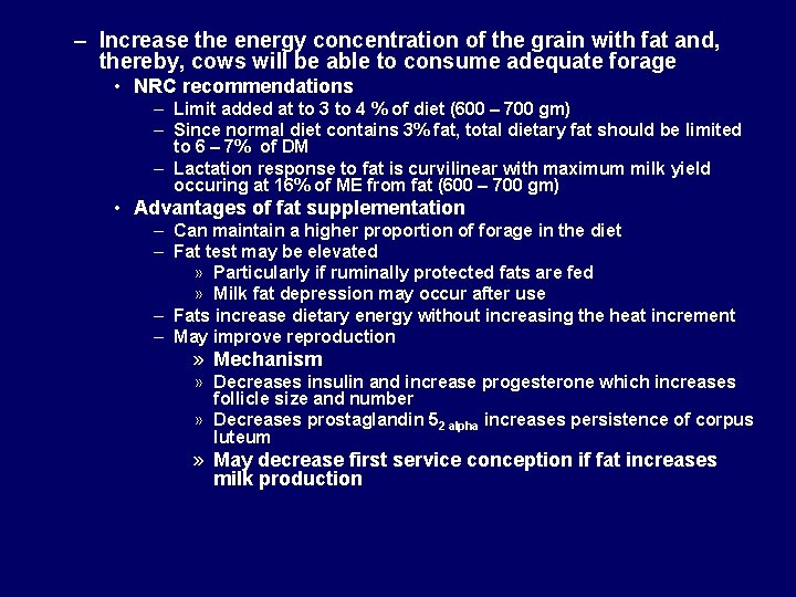 Energy Requirement of Dairy Cows In lactating dairy