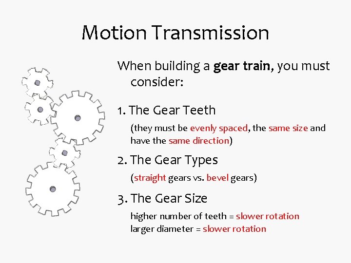 Motion Transmission Systems Vocabulary System A set of