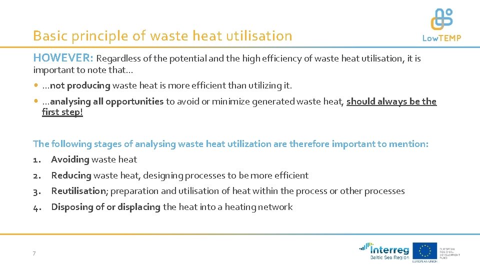 Waste surplus heat Opportunities obstacles potentials for CO