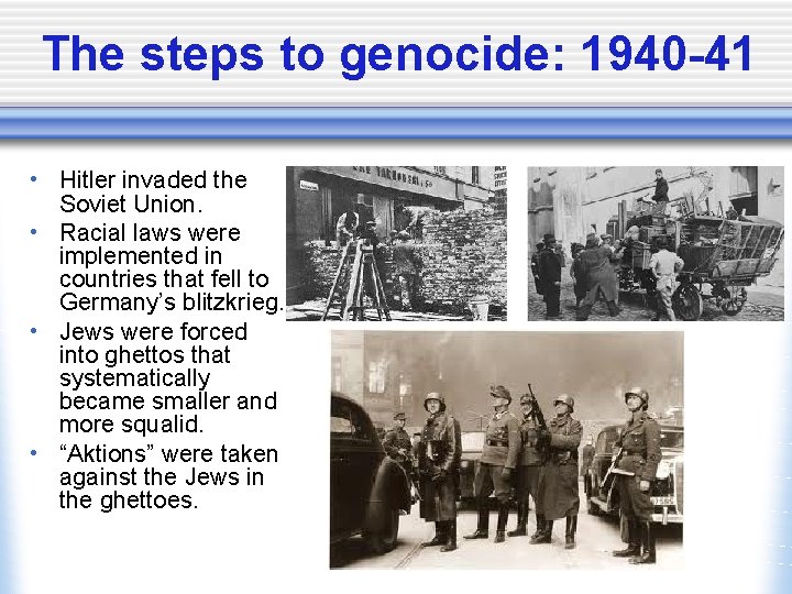 Timeline of the Holocaust Nazism in Action Why