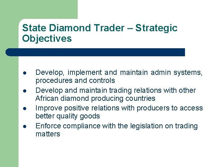 PPC MINERAL RESOURCES PRESENTATION BY THE STATE DIAMOND