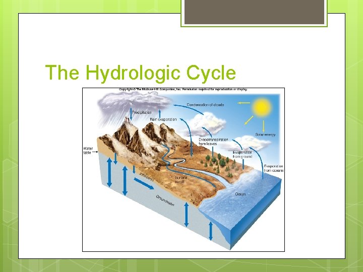 Chapter 15 Groundwater The Hydrologic Cycle Aquifers and