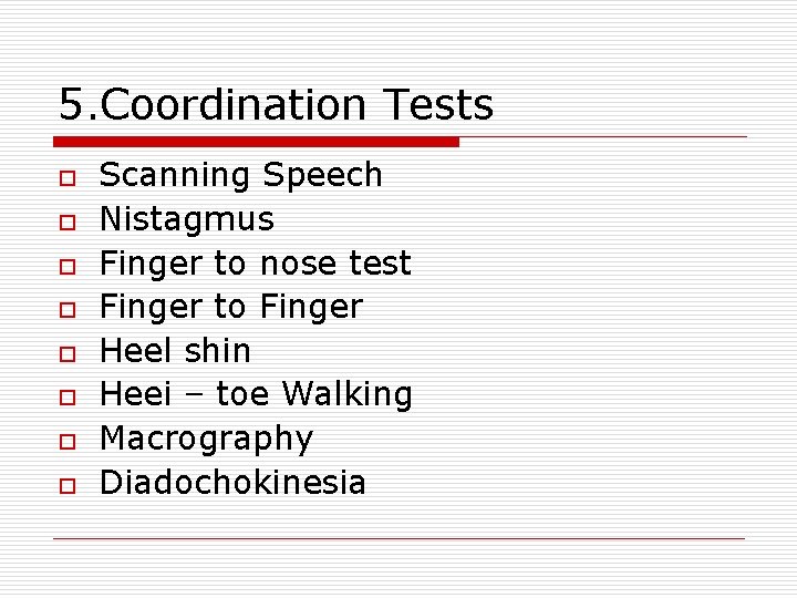 o mental status cranial nerve Motor System Examination