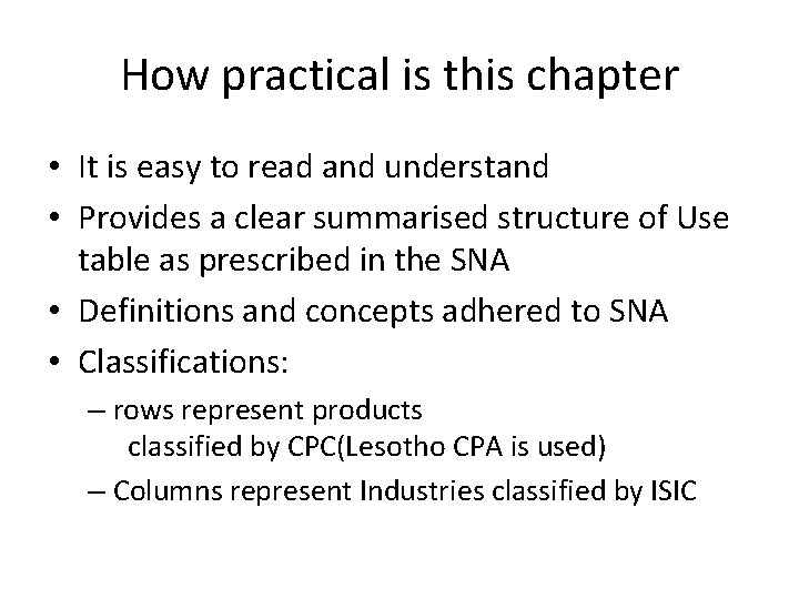 Use Table Chapter Six of SUT Draft Handbook