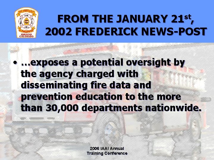 FIREFIGHTER ARSON Problem Profile Prevention Presented By Thomas