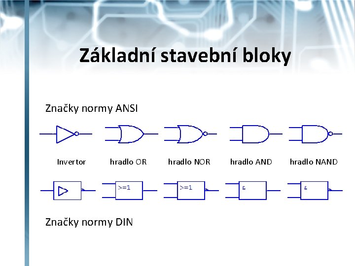 VY32INOVACECIT05 Kombinan logick obvody Kombinan logick obvod Hodnota