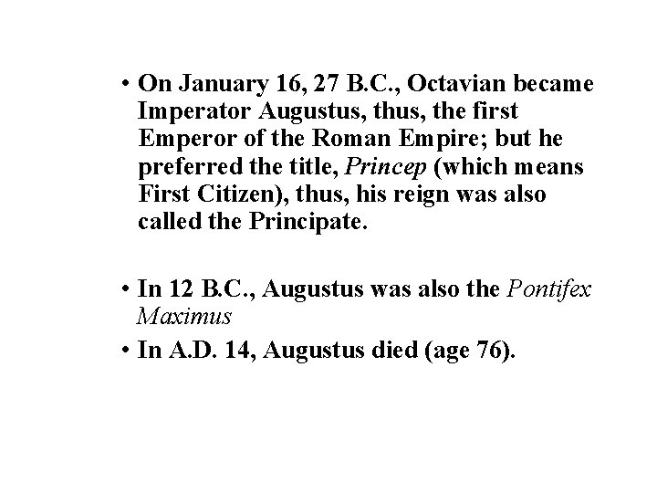 Main References Braund David Augustus to Nero a