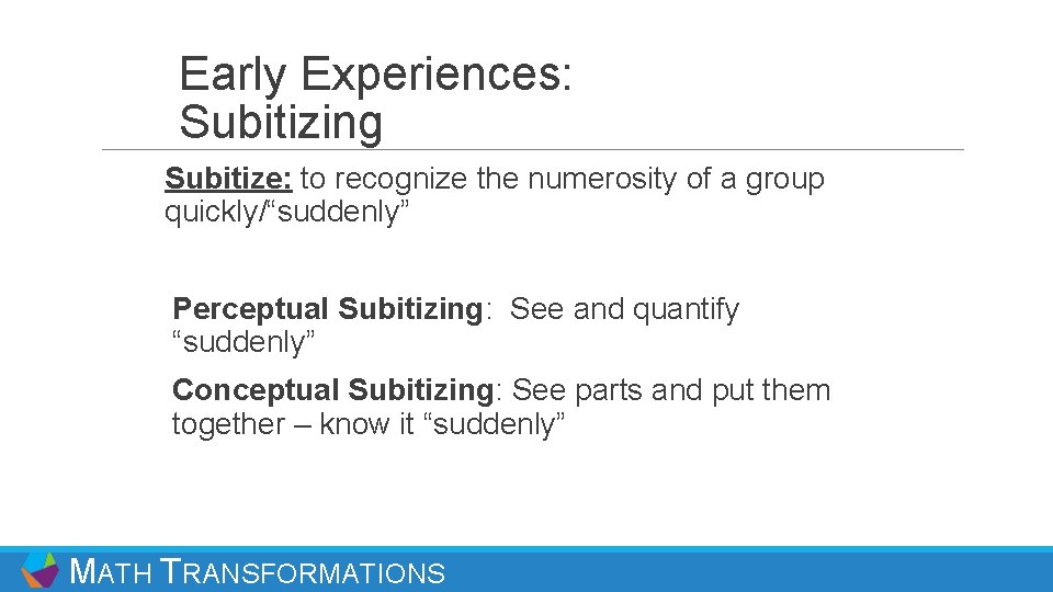 MATH TRANSFORMATIONS Number Talks VALLEY MATH INDUCTION SERIES