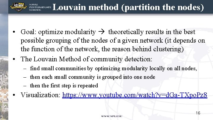 OVERVIEW OF COMMUNITIES IN NETWORKS Ralucca Gera Naval