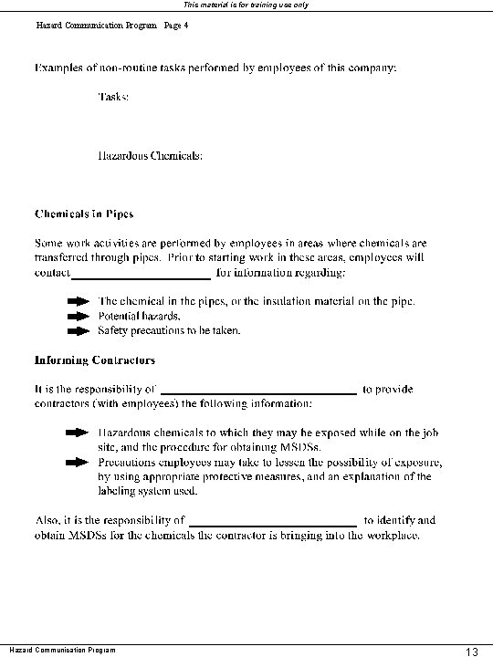 This material is for training use only HAZARD