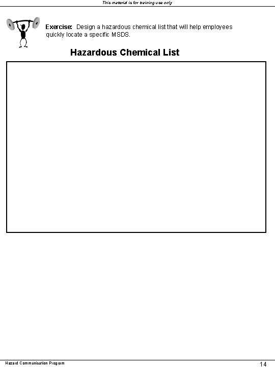 This material is for training use only HAZARD