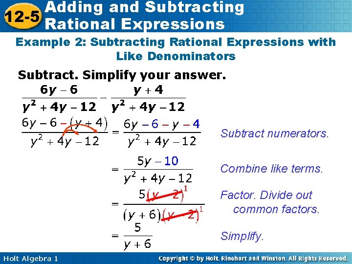 Addingand and Subtracting 12 5 Rational Expressions 12