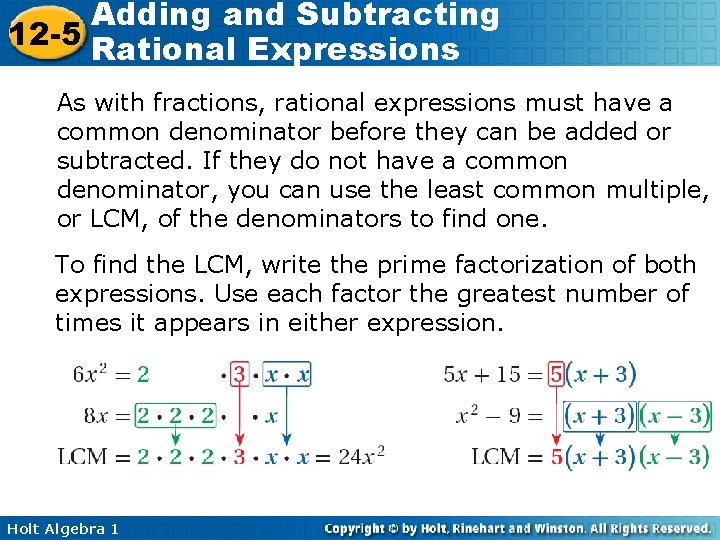 Addingand and Subtracting 12 5 Rational Expressions 12