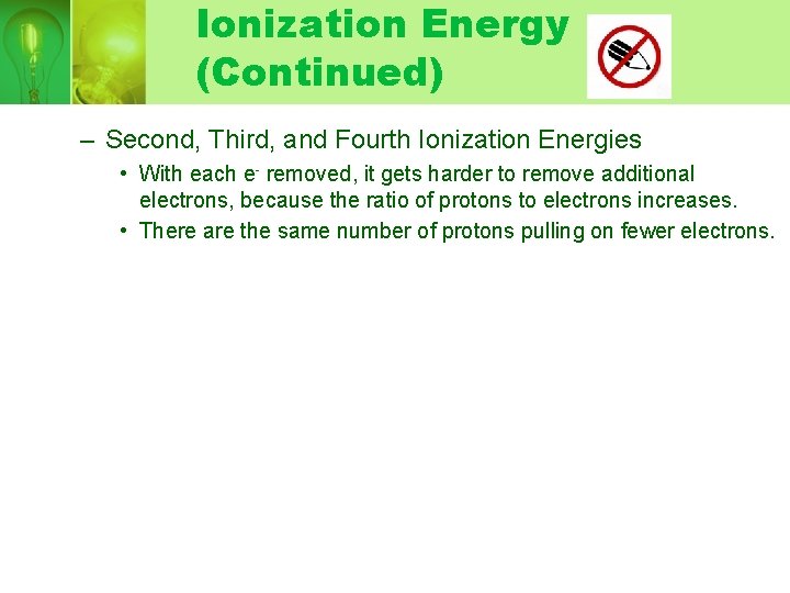 Trends in the Periodic Table Periodicity Review of