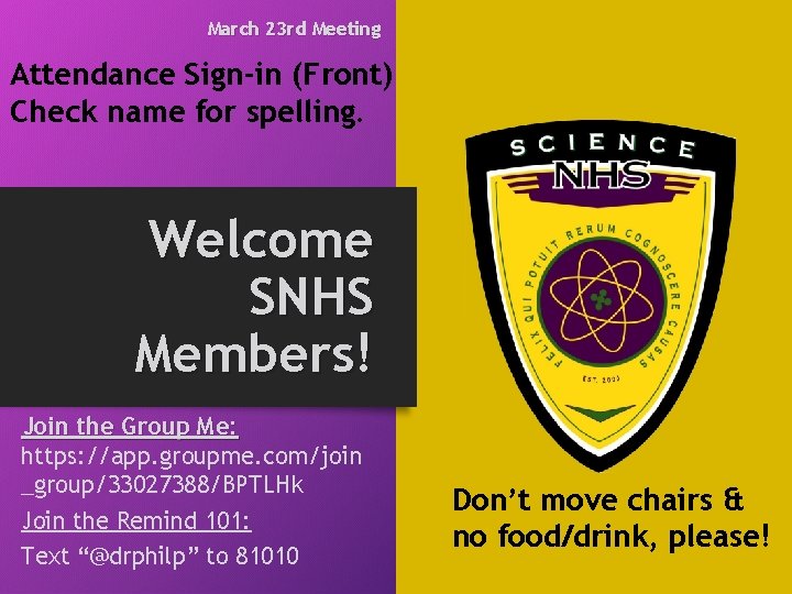 March 23 rd Meeting Attendance Signin Front Check