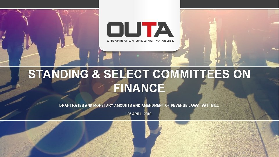 STANDING SELECT COMMITTEES ON FINANCE DRAFT RATES AND