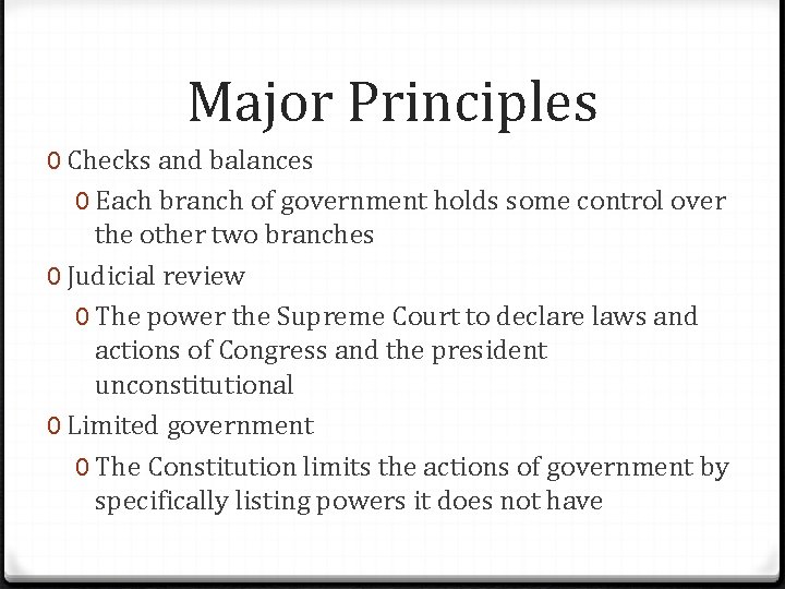 The Constitution I II III Structure Major Princ