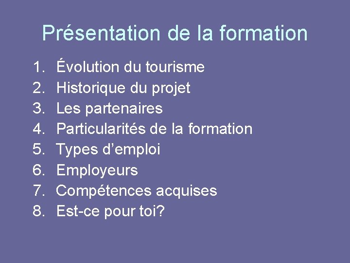 Prsentation de la formation 1 2 3 4