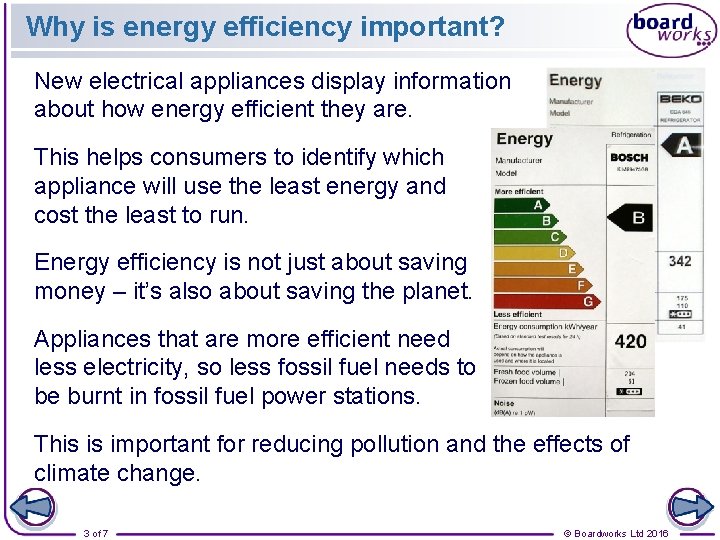 Energy Transformations Efficiency 1 of 7 Boardworks Ltd
