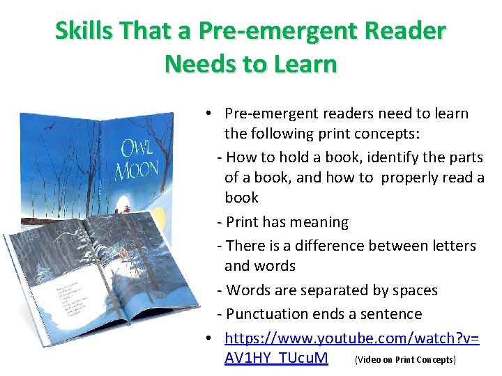 PreEmergent and Emergent Readers Created by Jennifer Richards